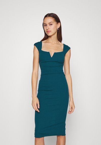 WAL G. V NECK RUFFLE SLEEVE MIDI DRESS - Kokteilikleit/peokleit - black ...