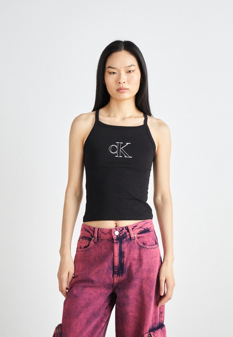 Calvin Klein Jeans OUTLINED STRAPPY TANK - Top - black/zwart - Zalando.nl