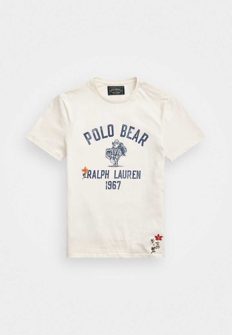 Polo Ralph Lauren CUSTOM SLIM FIT POLO BEAR JERSEY T-SHIRT - Print T-shirt - nevis/white - Zalando