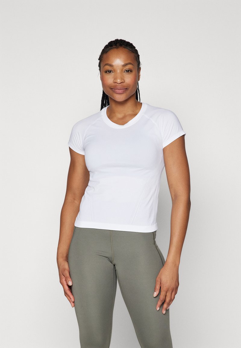 Athleta MOMENTUM SEAMLESS LENGTH TEE - T-shirt de sport - bright white/blanc - ZALANDO.FR