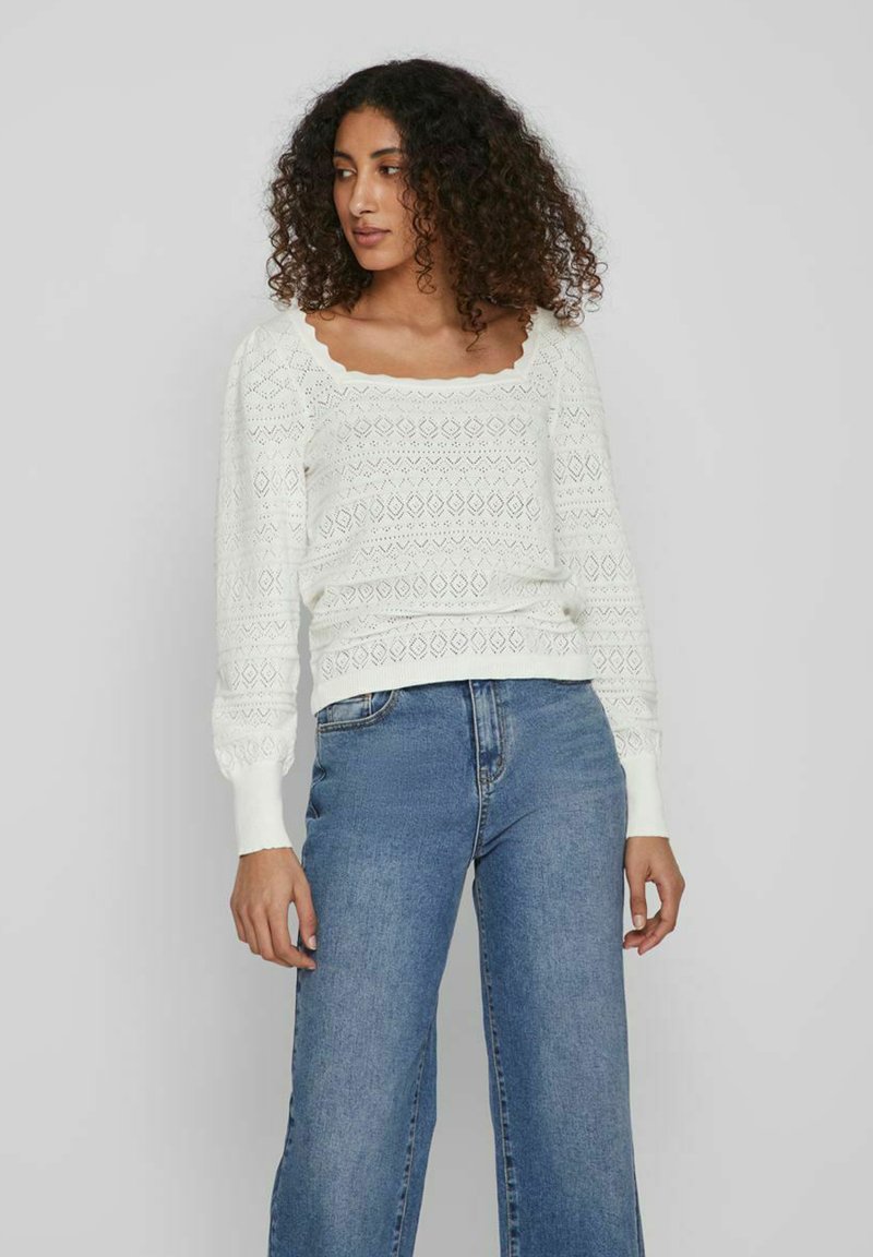 VILA Strickpullover - white alyssum/weiß - Zalando.de