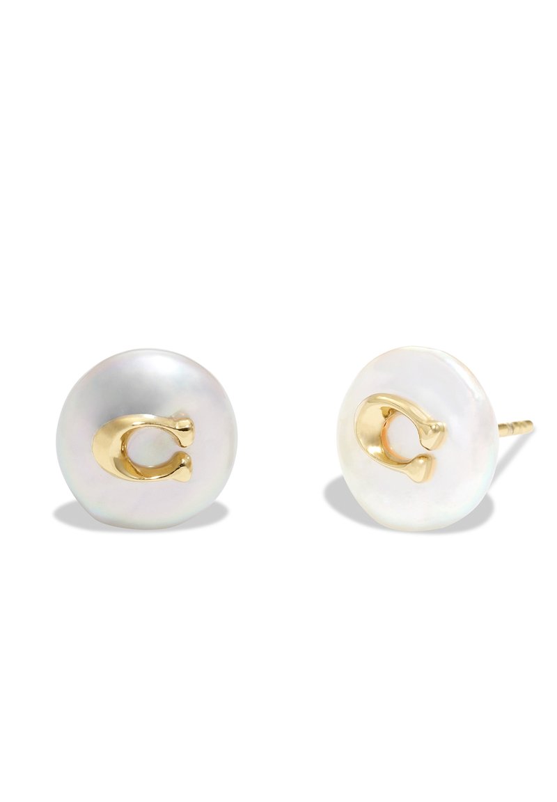COACH COACH EARRING COIN PEARL C STUD - Earrings - pearl/off-white ...