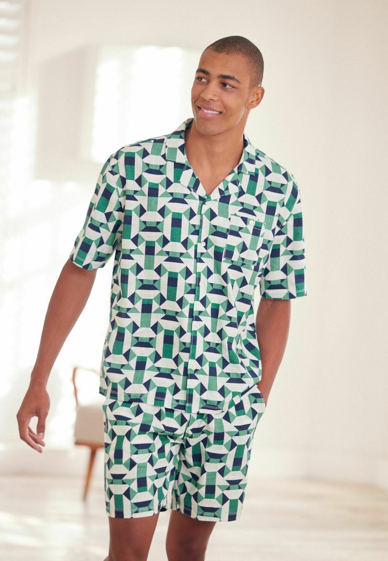 Next LIGHTWEIGHT SHORT PYJAMA SET - Pyjama set - green geo/green - Zalando
