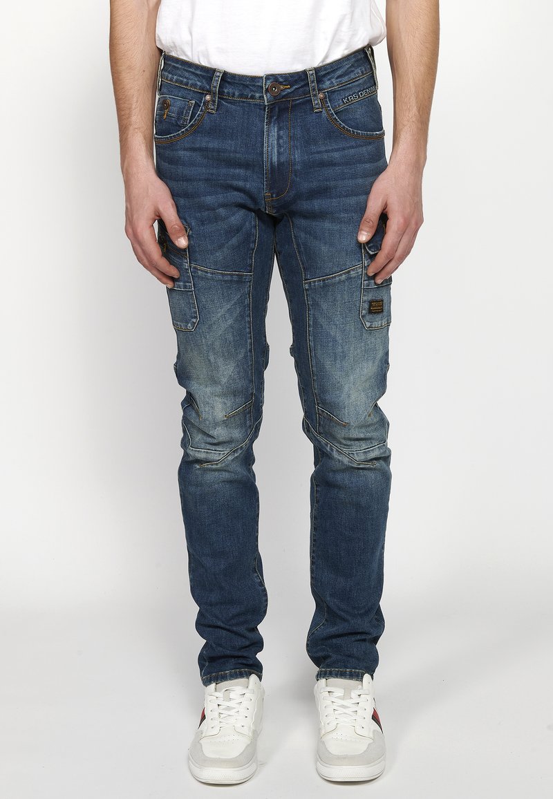 Koroshi WORKWEAR - Slim fit jeans - azul med medium blue/blauw - Zalando.be