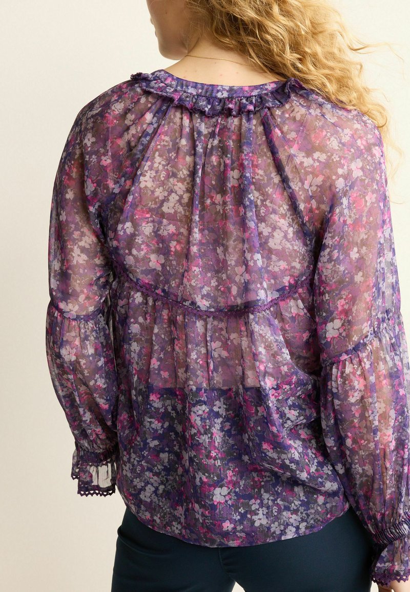 Next SHEER BLOUSE WITH LACE TRIM DETAIL - Bluse - purple/lila - Zalando.de