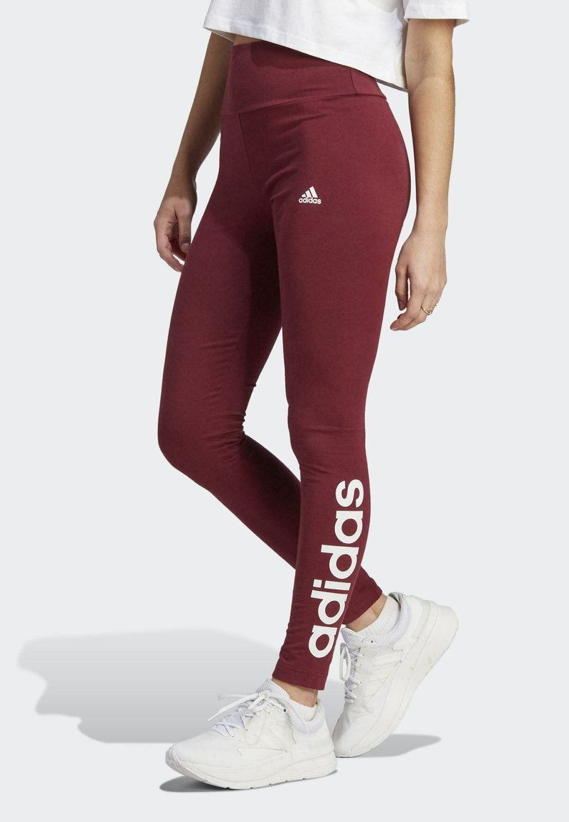 adidas Sportswear LIN LEG - Leggings - Trousers - shadow red white/red ...