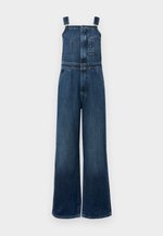 G-STAR ZIP DUNGAREE - Dungarees - worn in waterspouts/dark-blue denim ...