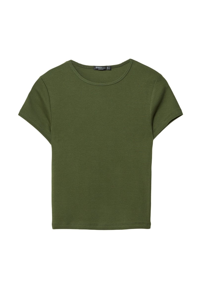 Stradivarius SLIM FIT - Basic T-shirt - green - Zalando