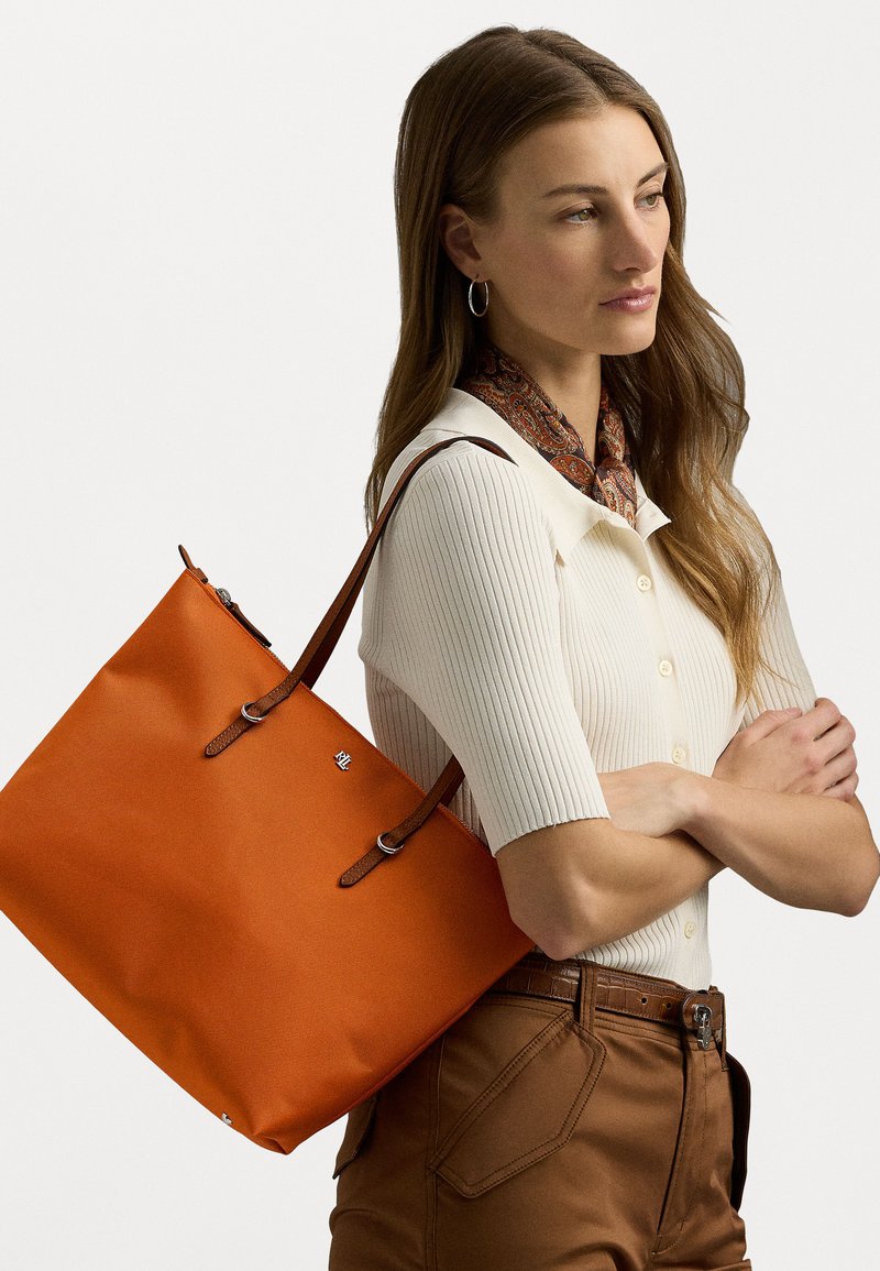 Lauren Ralph Lauren MEDIUM KEATON TOTE BAG - Handtasche - bright rust orange/tan/orange - Zalando.de