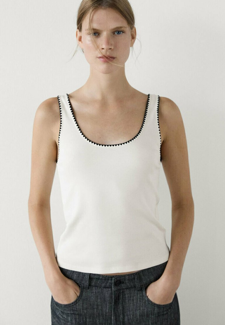 Massimo Dutti STRAPPY WITH CONTRAST TRIMS - Top - white/weiß - Zalando.ch