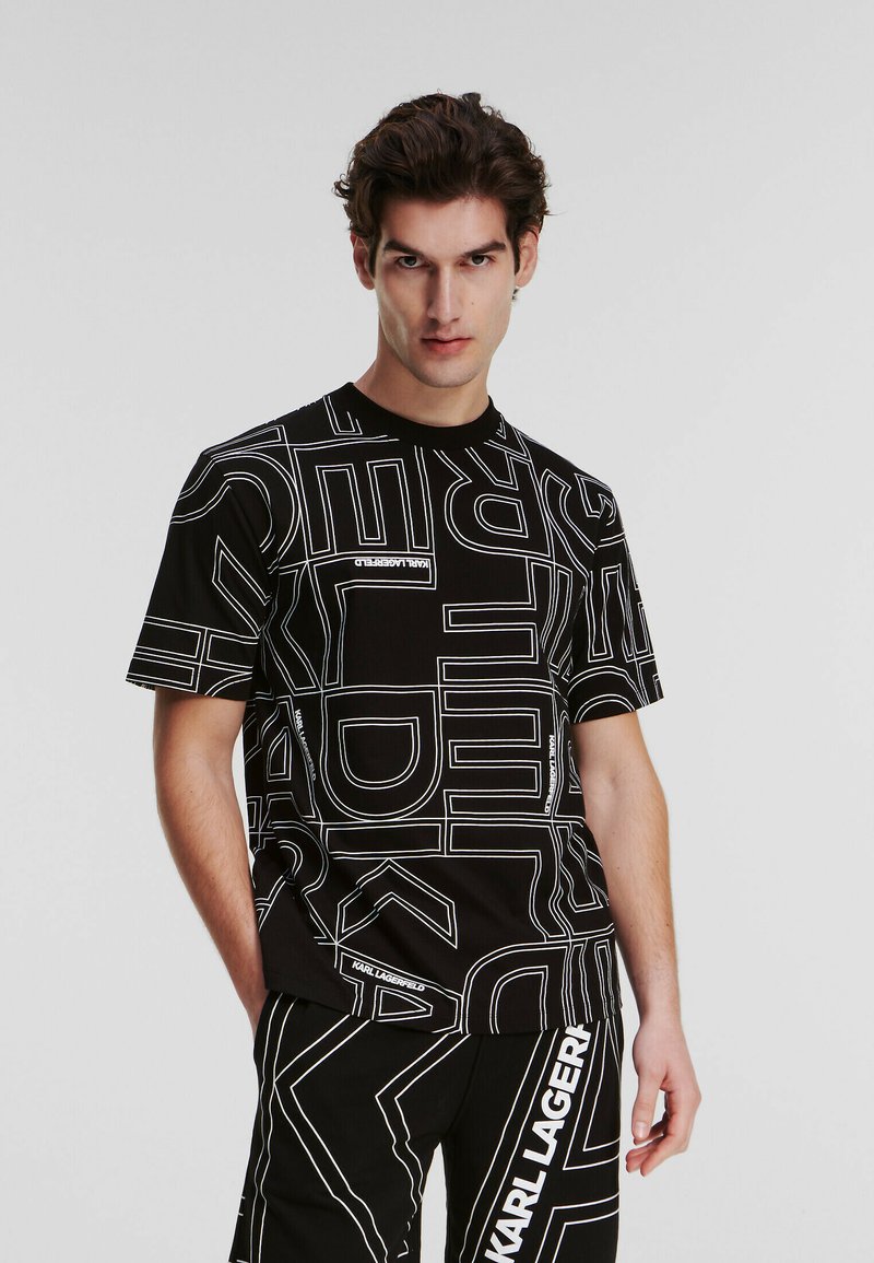 KARL LAGERFELD SQUARE ALLOVER PRINT - Nyomott mintás póló - black white ...