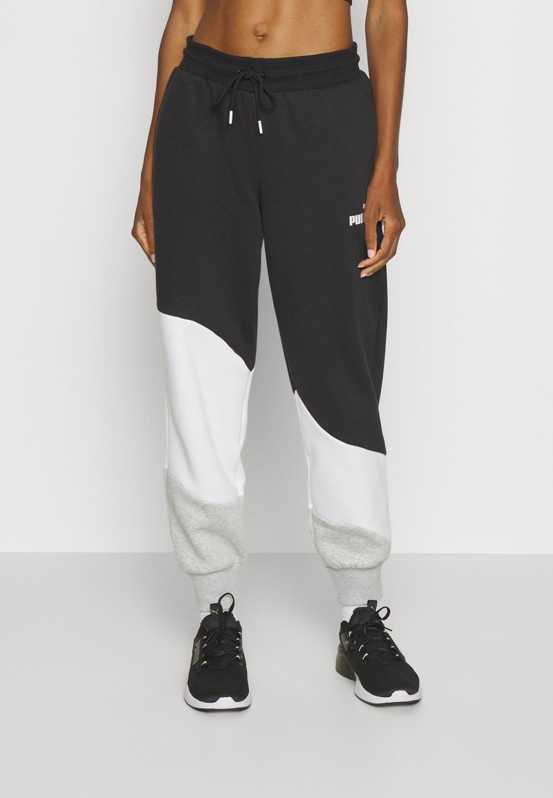 Puma POWER CAT PANTS - Tracksuit bottoms - black/light gray heather ...