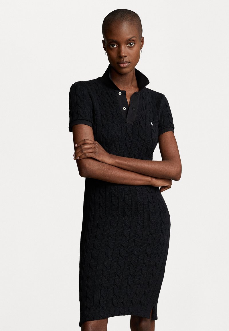 Polo Ralph Lauren SHORT SLEEVE DAY DRESS - Strikkjoler - black/sort - Zalando.dk