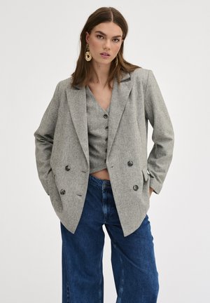 La Strada Unica PENNY PIN STRIPED - Kort kappa / rock - medium grey ...