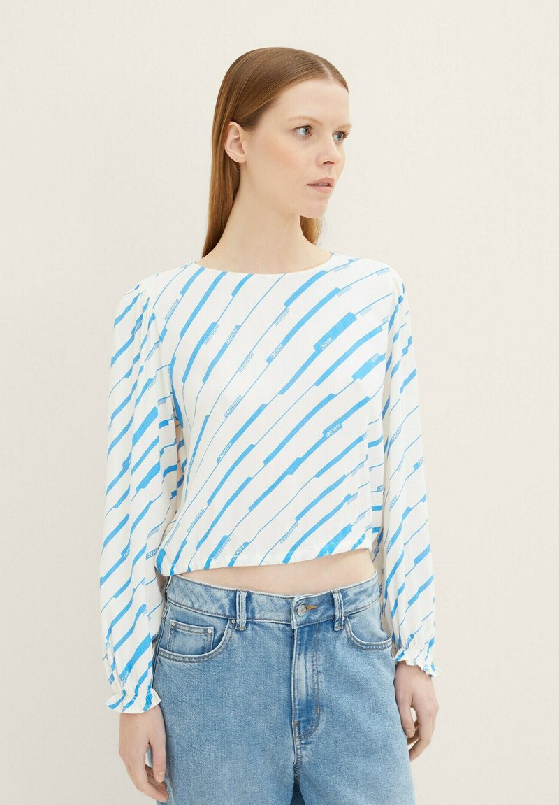 TOM TAILOR DENIM Blouse - slanted stripe print/wit - Zalando.be