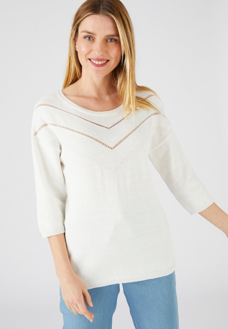 Damart MOTIFS AJOURÉS - Pullover - blanc cassé/blanc - ZALANDO.FR