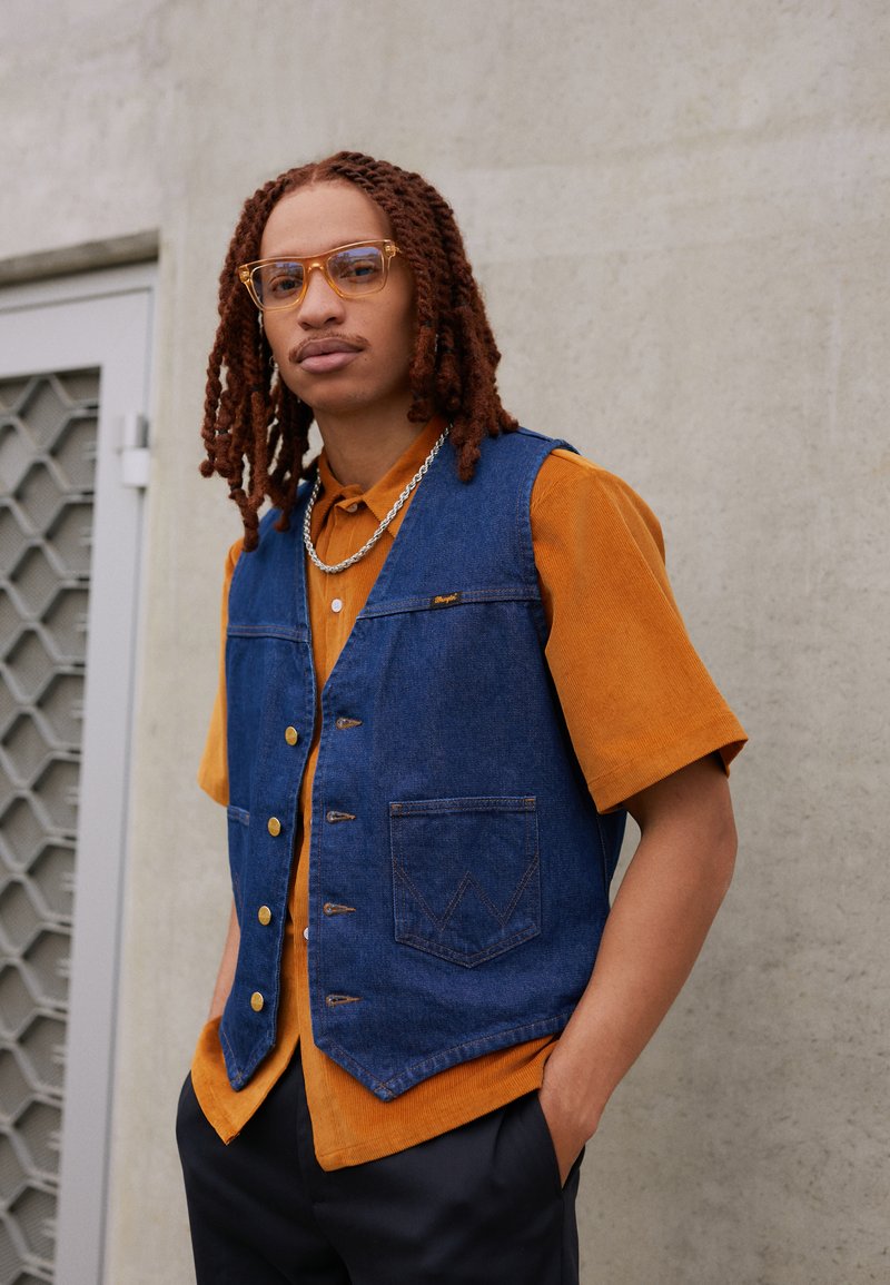 Wrangler UNLINED VEST - Weste - rinse wash/dark-blue denim - Zalando.ch