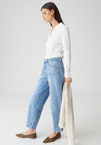 OPUS PANTS RISE BARREL FIT - Wide Leg - light powder blue/blue denim ...