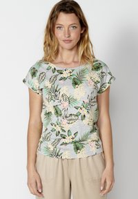 Koroshi SHORT SLEEVE - Camiseta estampada - gris claro vigoré light ...