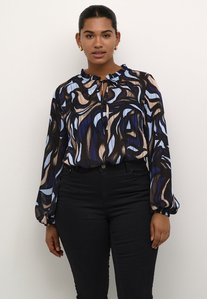 Kaffe Curve MARGA - Blouse - blue grey abrstact graphic/blue - Zalando.ie