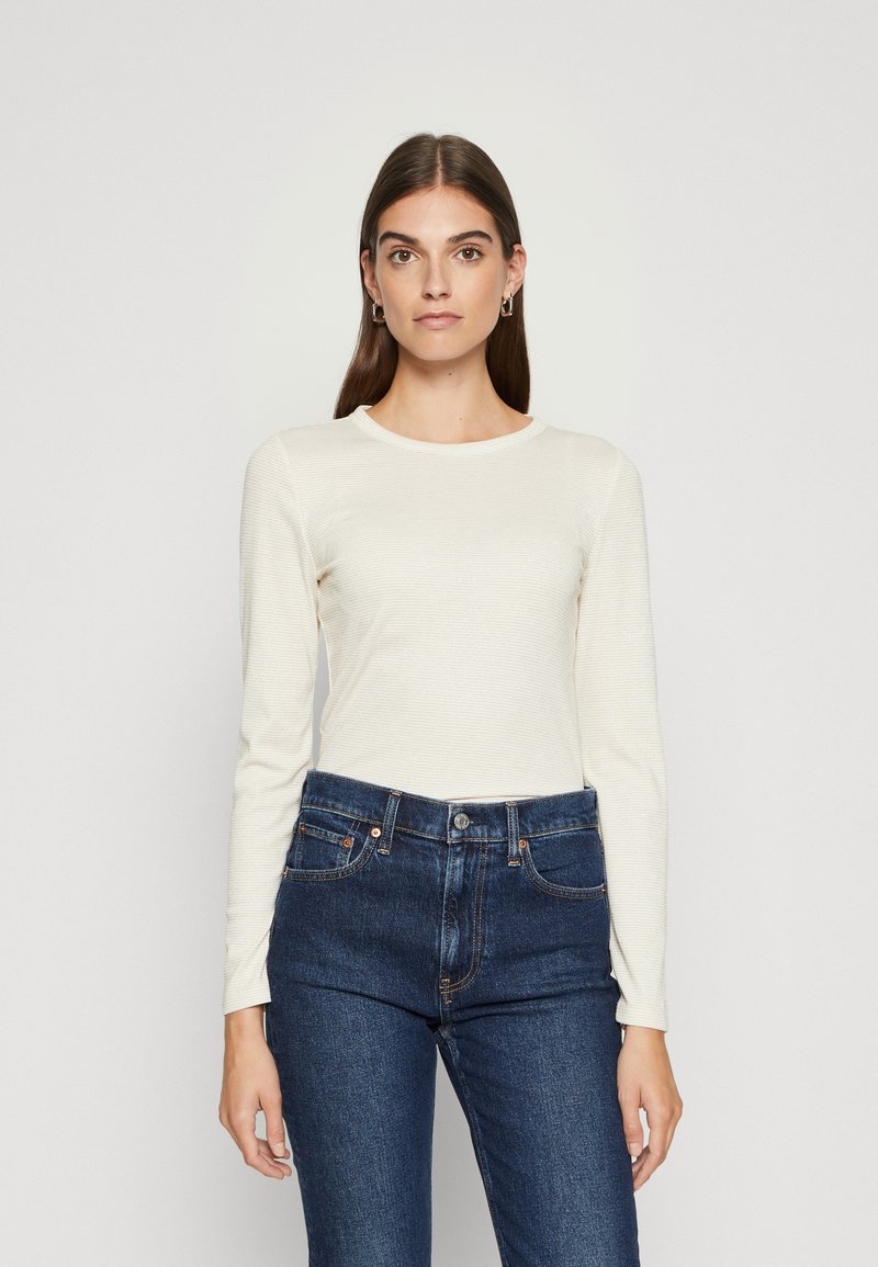 GAP TEE - Topper langermet - white/gold/offwhite - Zalando.no