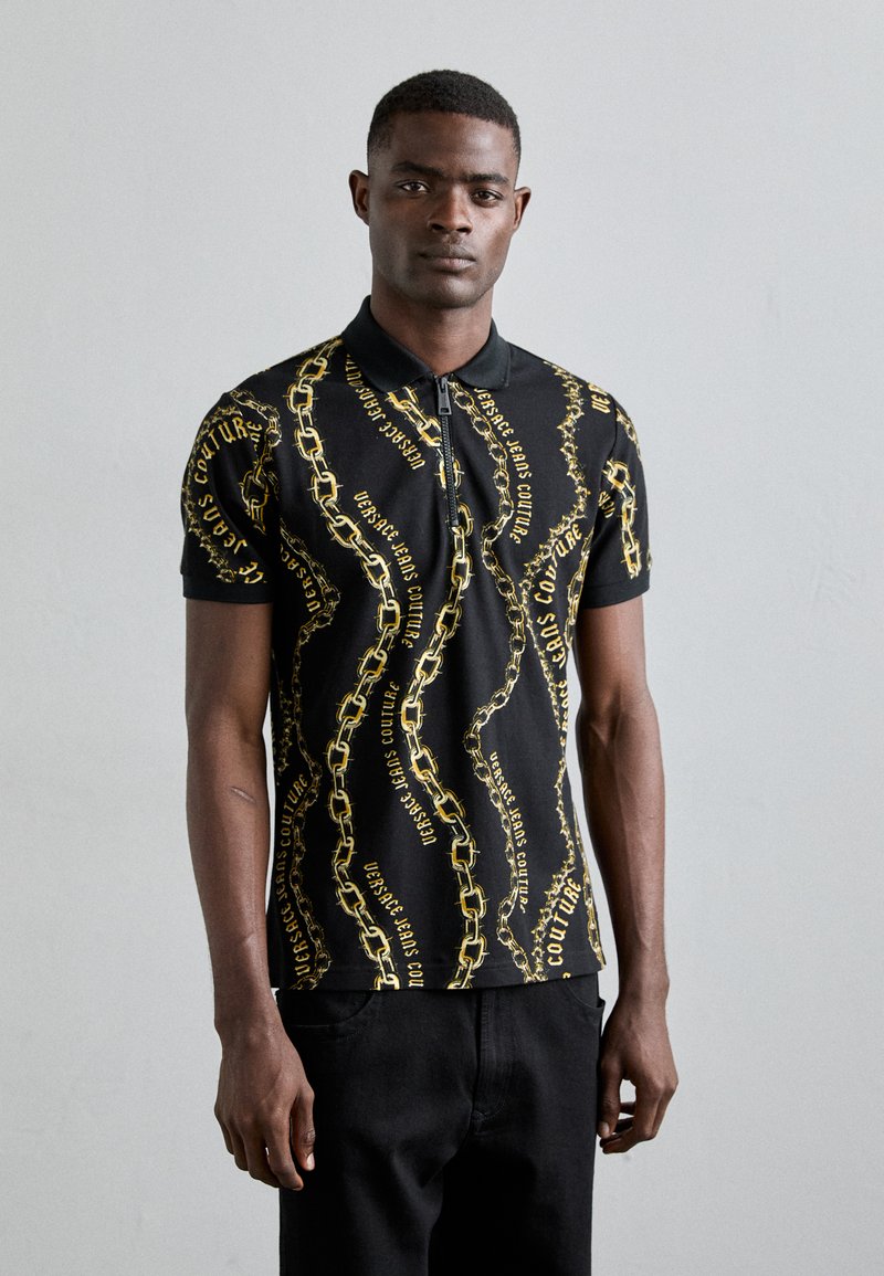 Versace Jeans Couture CHAIN - Polo shirt - black/gold/black - Zalando.ie
