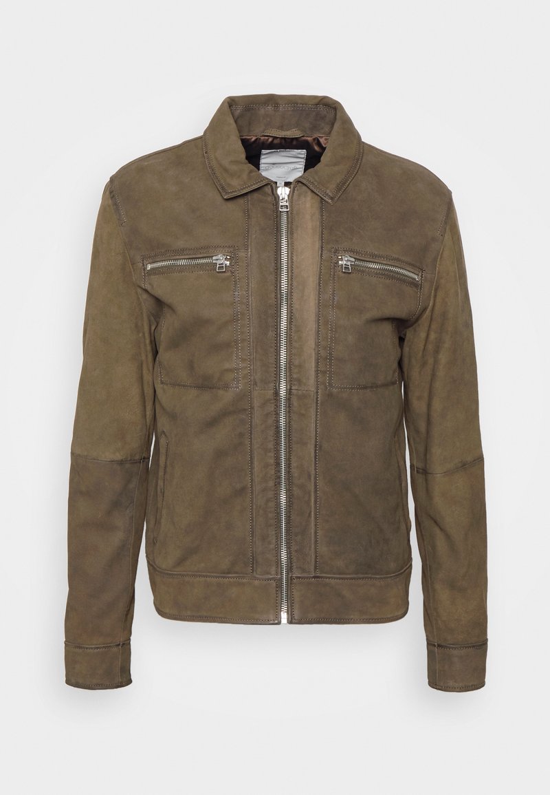 Goosecraft MIDTOWN JACKET - Lederjacke - darkolive/dunkelgrün - Zalando.de