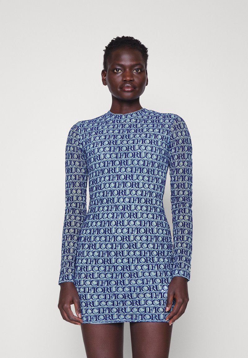 Fiorucci ALL OVER MONOGRAM FLOCKED DRESS - Etuikjole - blue/blå ...