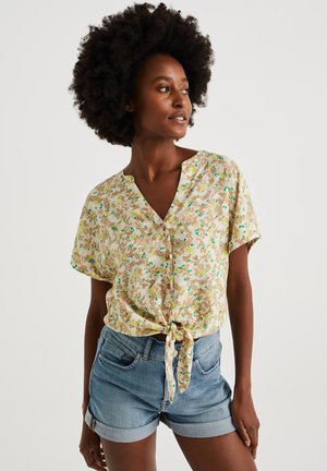 WE Fashion PLISSÉ MET DESSIN - Camicetta - green/oliva - Zalando.it