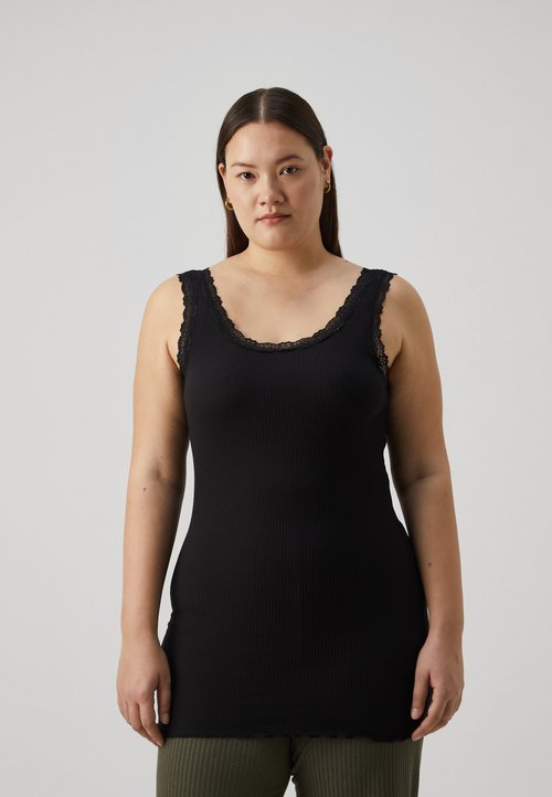 Zizzi 2-PACK WITH TRIM - Top - black black/schwarz - Zalando.ch