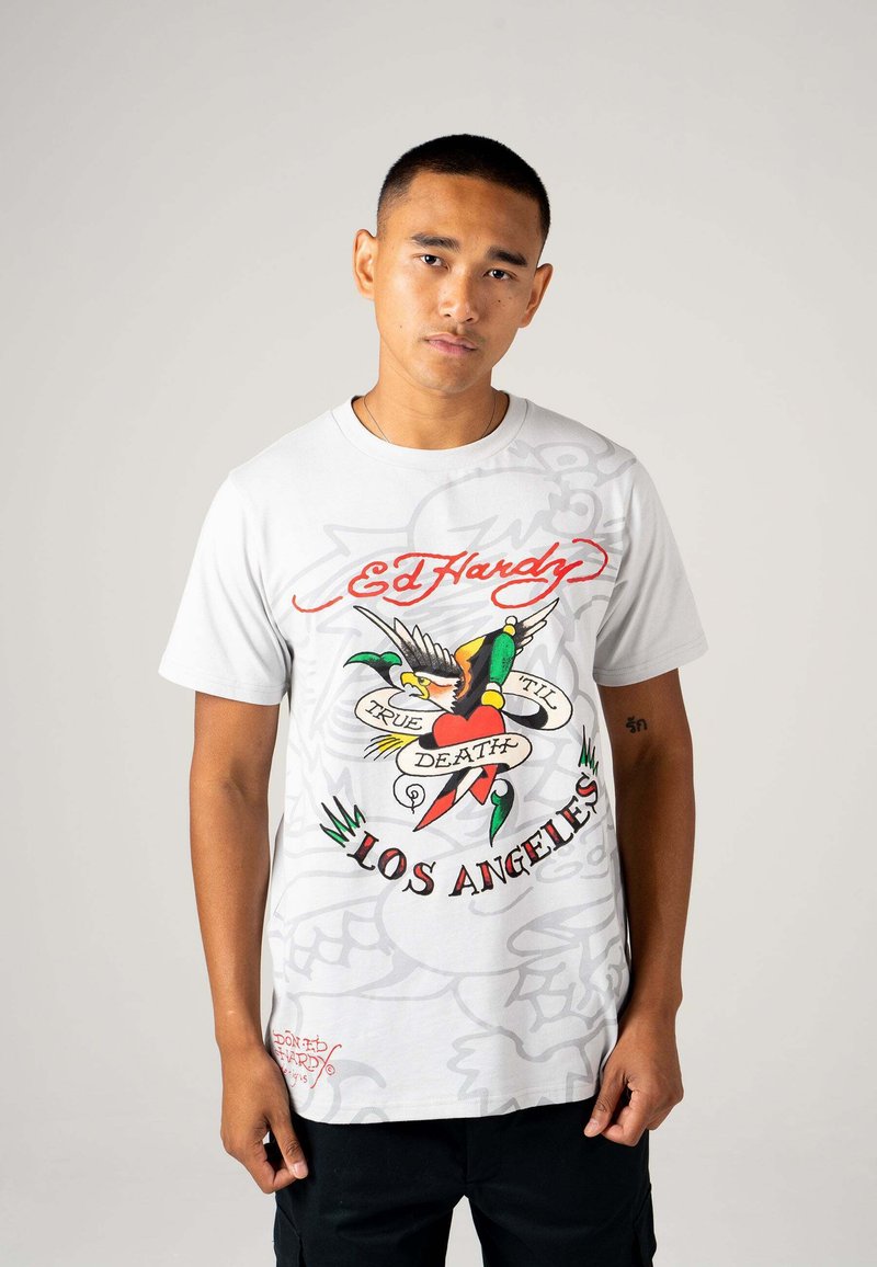 Ed Hardy TRUE-TILL-LA - T-shirt imprimé - grey/gris - ZALANDO.FR