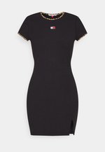 Tommy Jeans BODYCON LEO BINDING DRESS - Vapaa-ajan mekko - black/musta ...