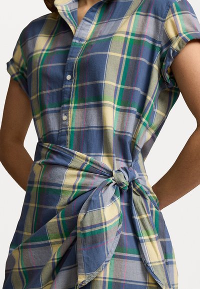 Polo Ralph Lauren SHORT SLEEVE DAY DRESS - Shirt dress - blue/yellow/blue - Zalando.co.uk