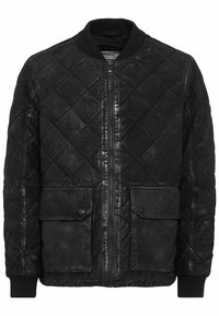 camel active STEPP MIT KRAGEN - Leather jacket - asphalt/black - Zalando