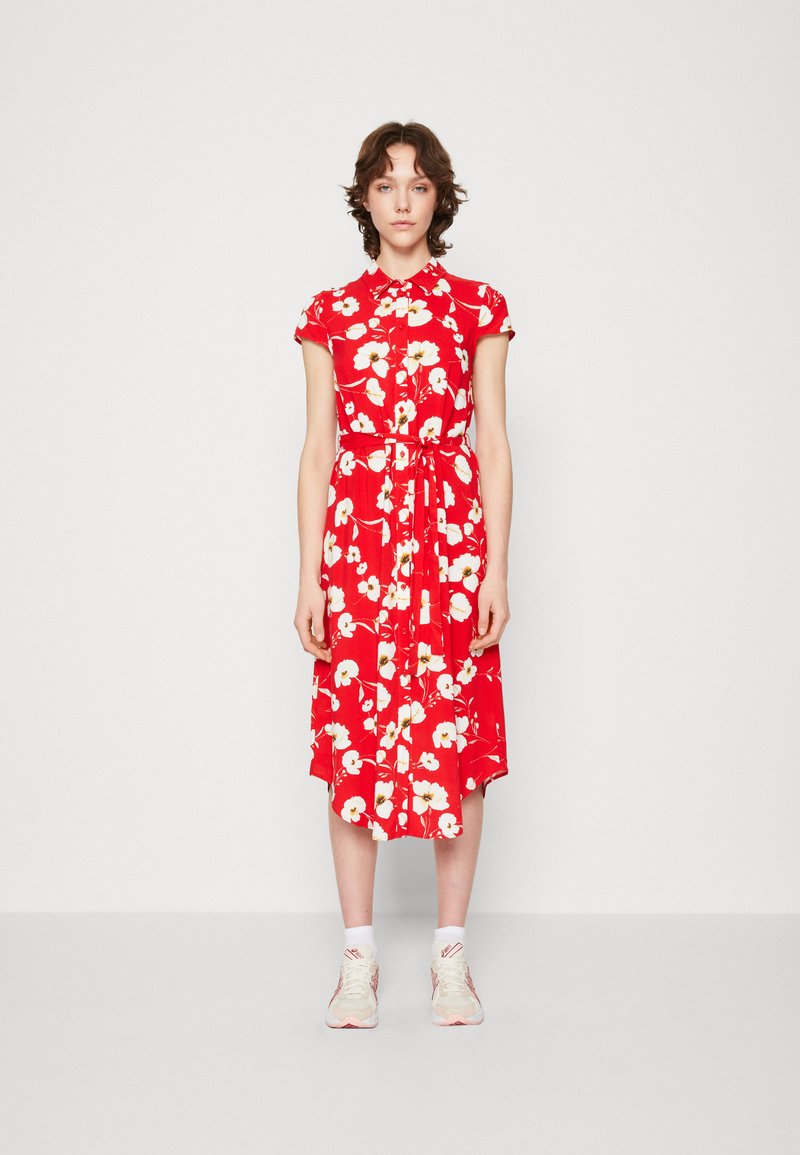 Pieces PCGYDA MIDI SHIRT DRESS - Abito a camicia - high risk red/rosso ...