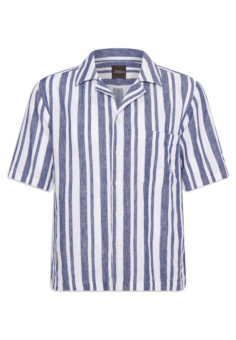 Oscar Jacobson REG FIT CUBAN SS RIVIERA STRIPE - Shirt - naples blue ...