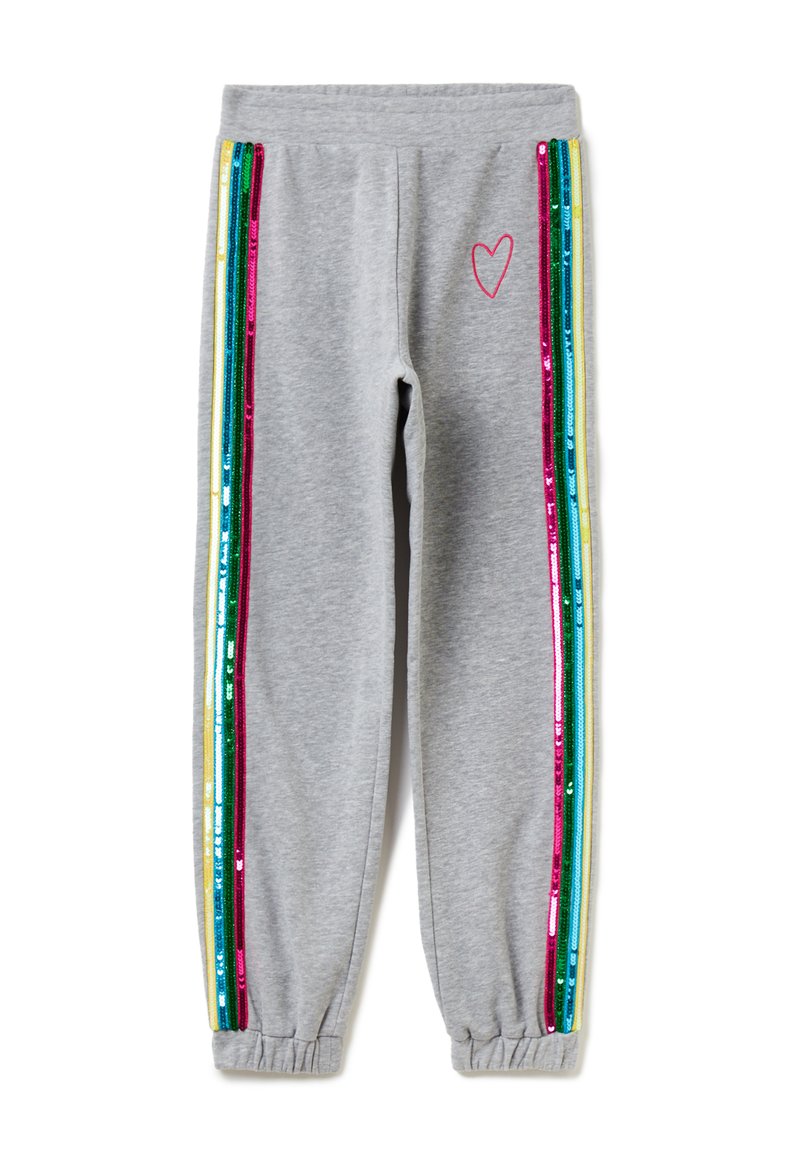 OVS WITH SEQUINS AND HEART EMBROIDERY - Tracksuit bottoms - grey marl ...