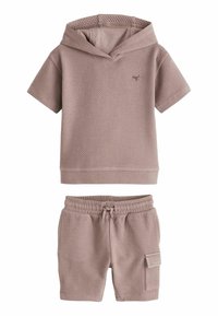 Next SHORT SLEEVE SET - REGULAR FIT - Mikina s kapucí - tan brown/hnědá ...