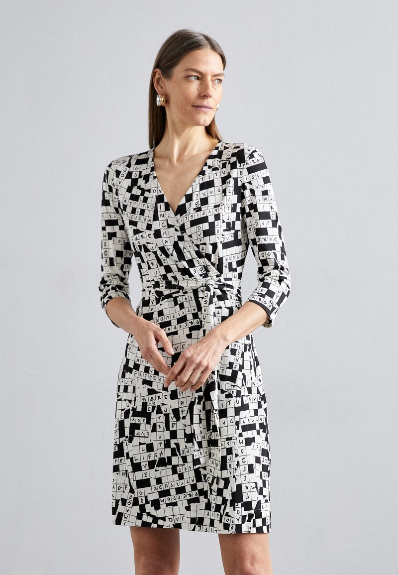 Diane von Furstenberg NEW JULIAN TWO DRESS - Vestito di maglina - ivory/nero - Zalando.it
