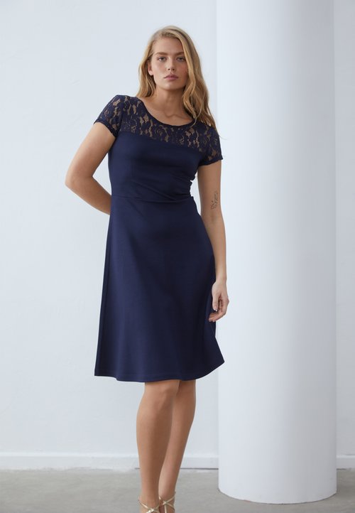 Lauren Ralph Lauren KARLEE SHORT SLEEVE DAY DRESS - Jerseykjole - lighthouse navy/blå - Zalando.no