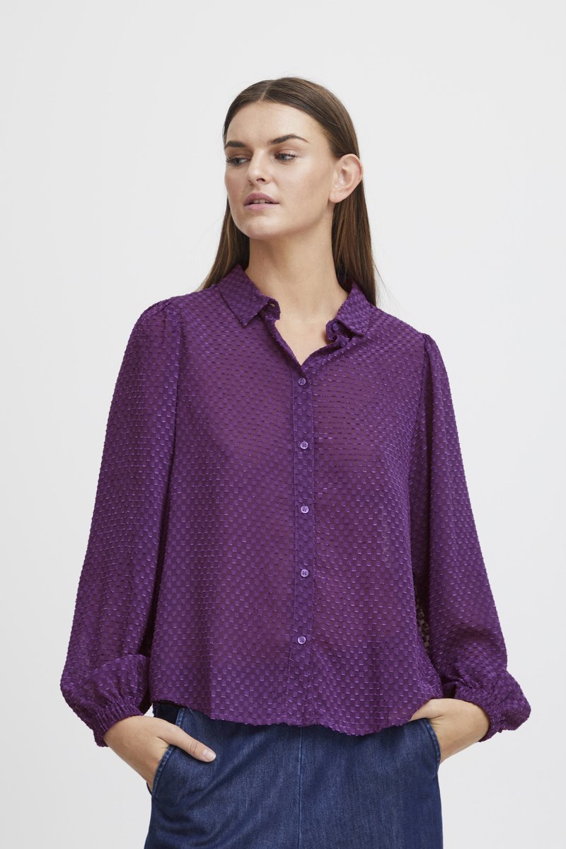 ICHI EFAZTA - Button-down blouse - imperial purple/purple - Zalando.ie