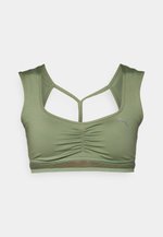 Puma PAMELA REIF OPEN CROP - Medium support sports bra - fresh sage ...