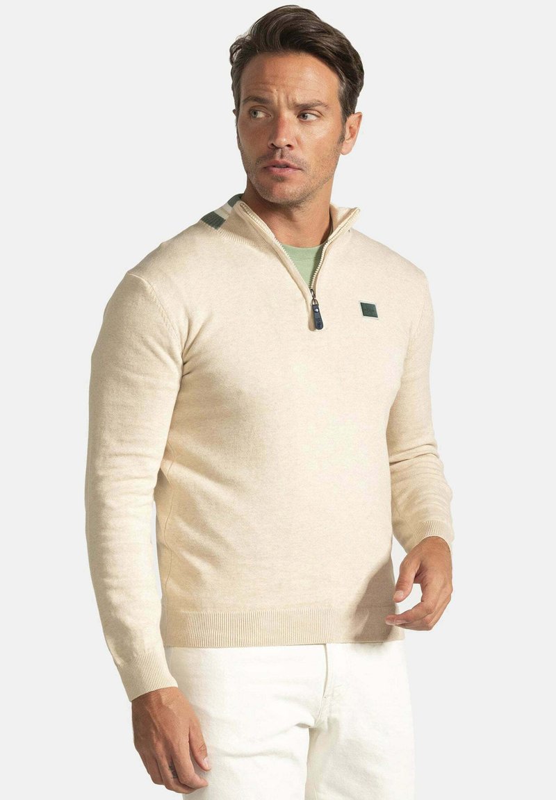 Jacey Quinn MODERN FIT HALF ZIP - Jumper - beige - Zalando