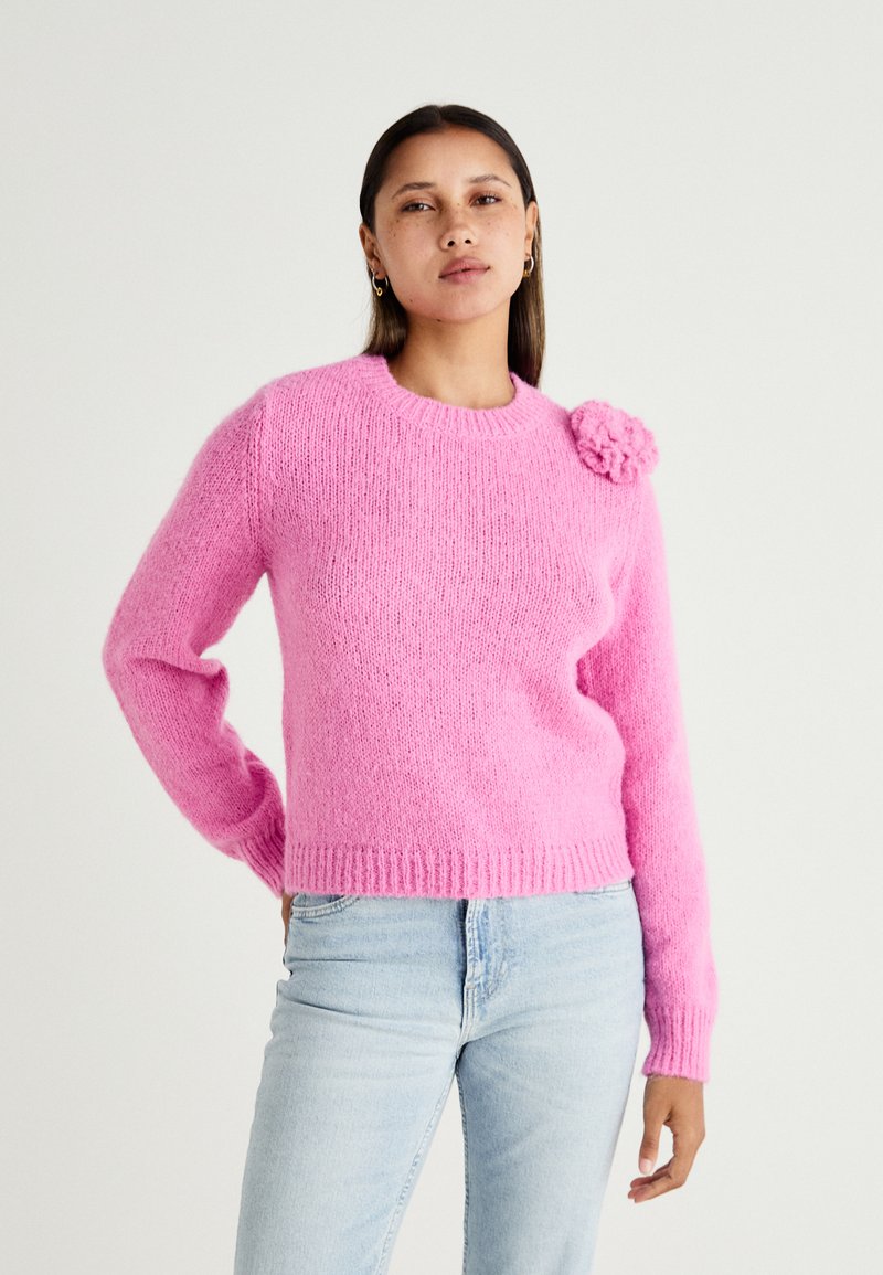 Vero Moda VMADIA ONECK FLOWER - Strickpullover - fuchsia pink/pink ...