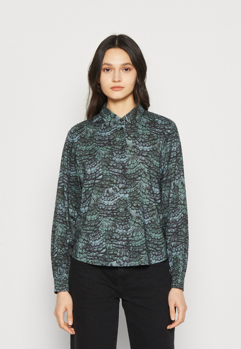 Scotch And Soda Balloon Sleeve Shirt Blouse Green Uk