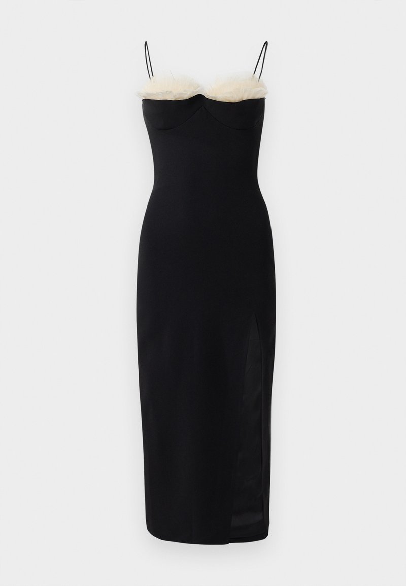 David Koma RUFFLE FEATHER BALCONETTE BRA OPEN LEG MIDI DRESS ...