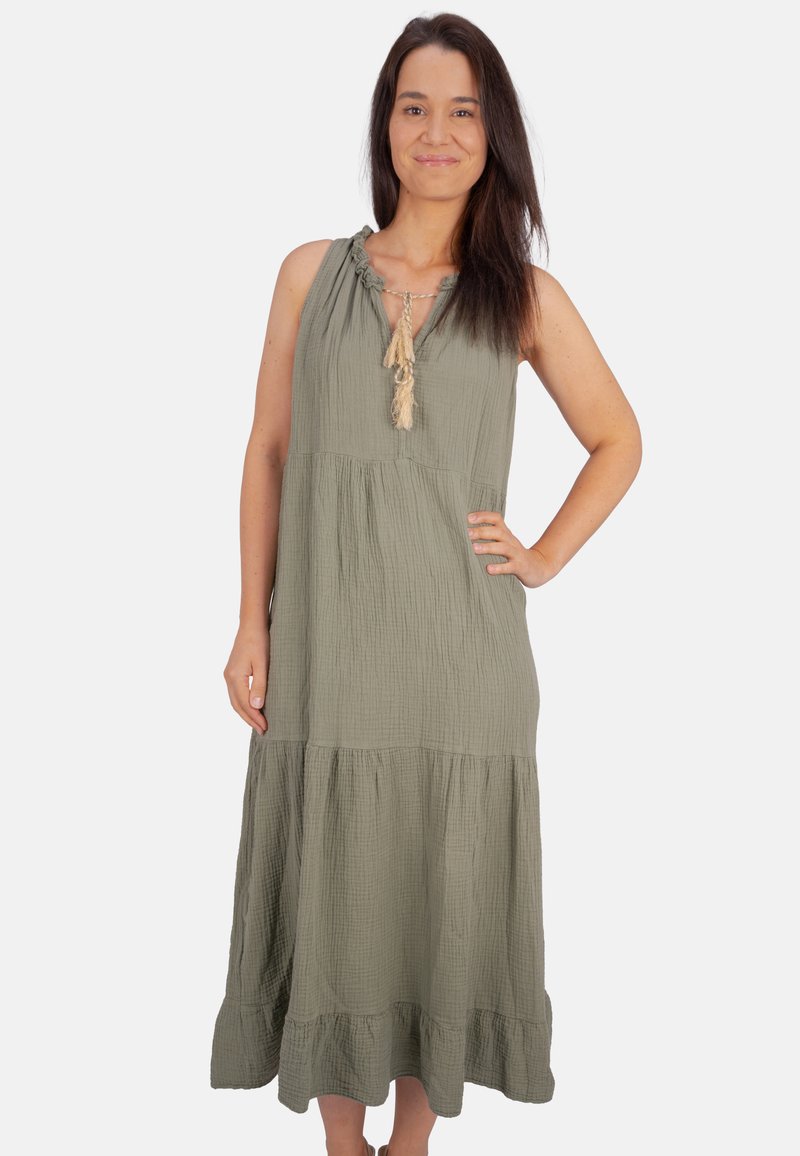 Seasons of April VIOLA MUSSELIN - Maxi dress - khaki - Zalando