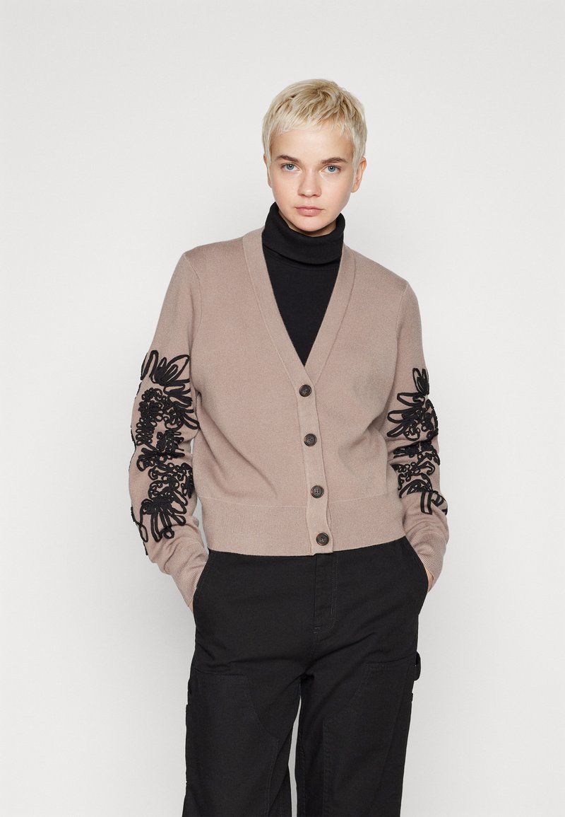 Object OBJJOANA CARDIGAN - Cardigan - fossil detail/black embroidery ...