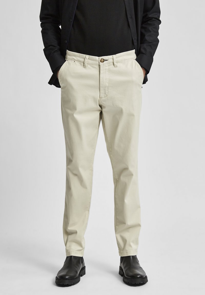 Selected Homme SLHSLIM MILES FLEX PANTS - Chinosy/mleczny - Zalando.pl