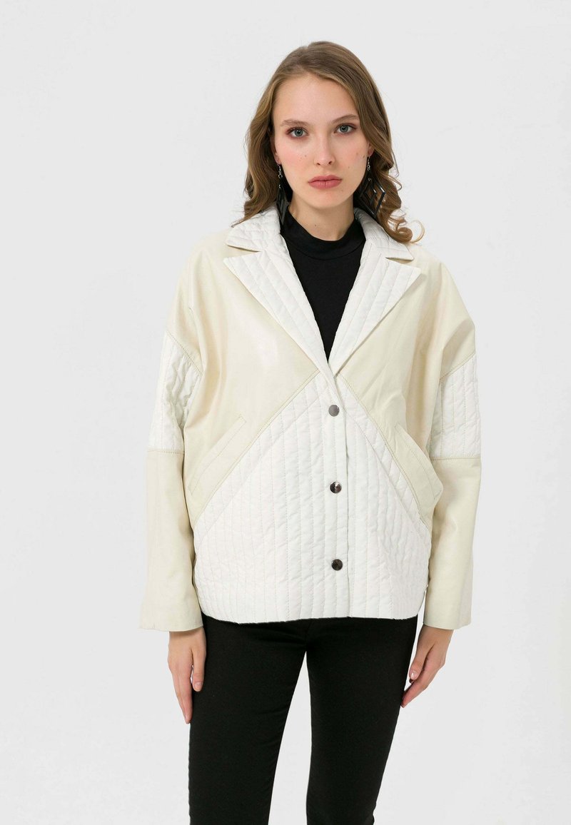 Jimmy Sanders SLIM FIT - Lederjacke - beige - Zalando.at